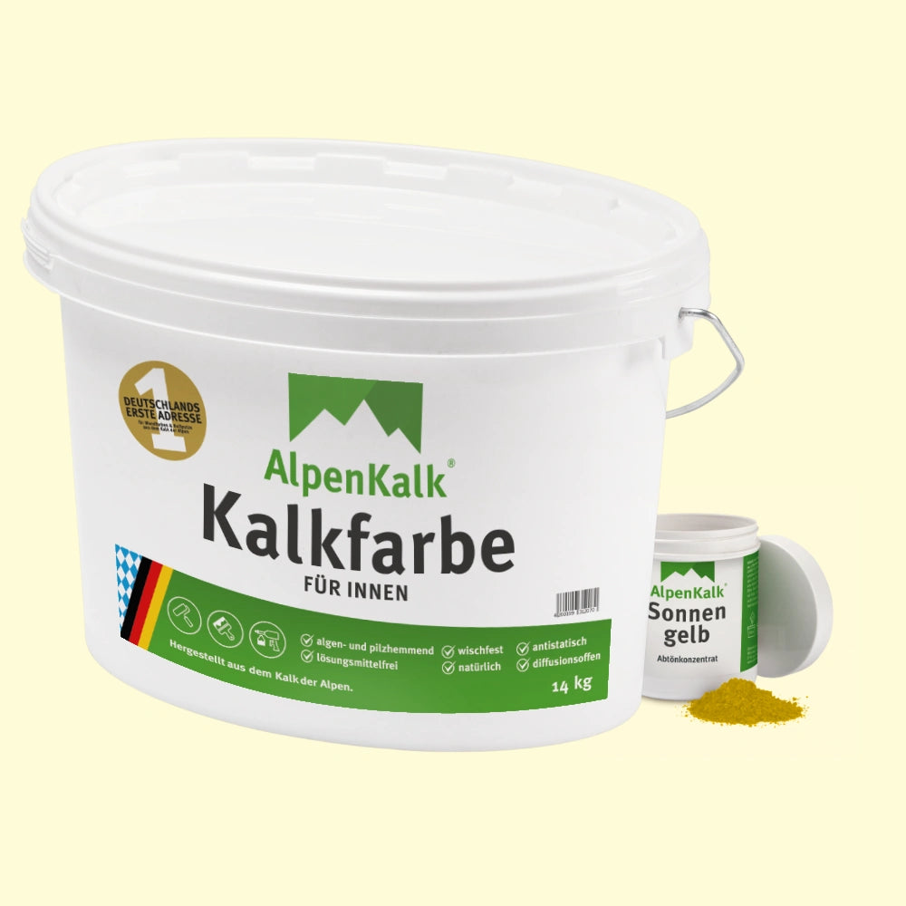 Kalkfarbe INNEN 14 kg Sonnen-Gelb (65 m²) — AlpenKalk GmbH