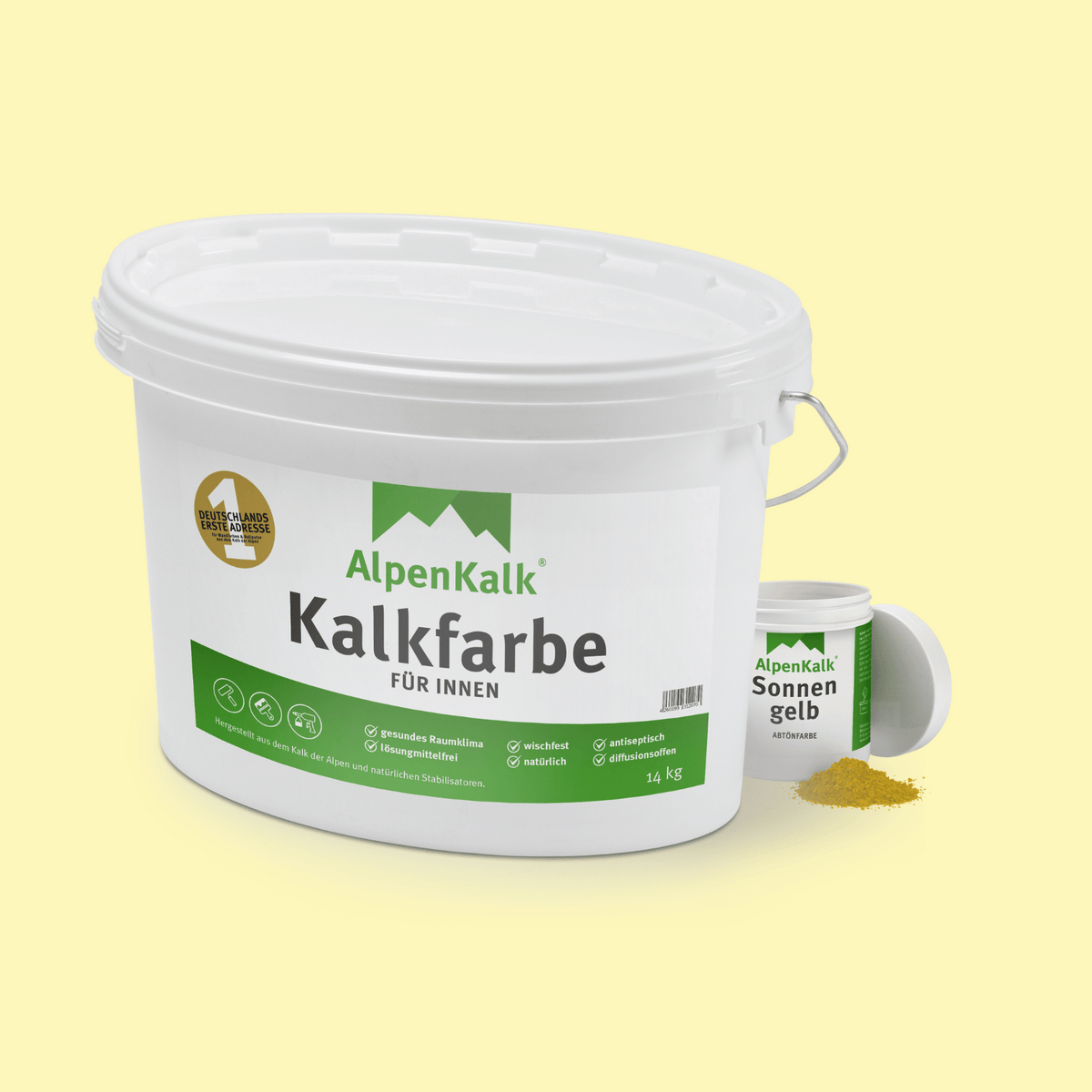 Kalkfarbe INNEN 14 kg Sonnen-Gelb (65 m²) — AlpenKalk GmbH
