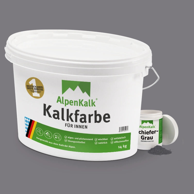 Kalkfarbe INNEN Schiefer-Grau 14 kg (65 m²) — AlpenKalk GmbH