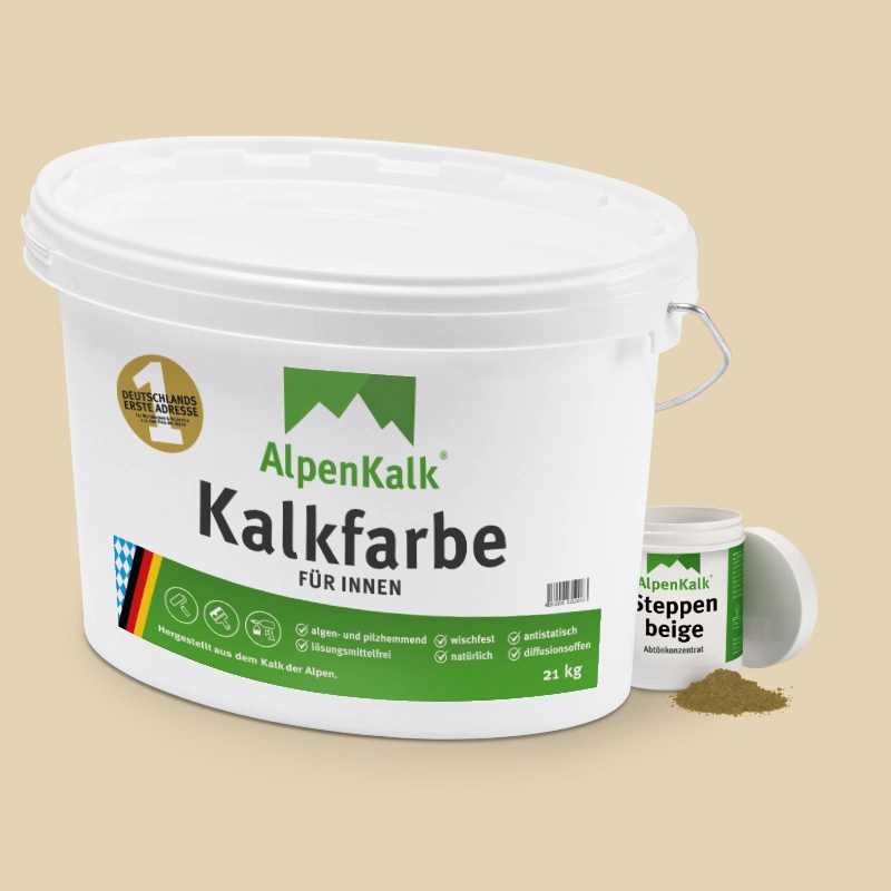 Kalkfarbe INNEN Steppen-Beige 21 kg (100 m²) — AlpenKalk GmbH