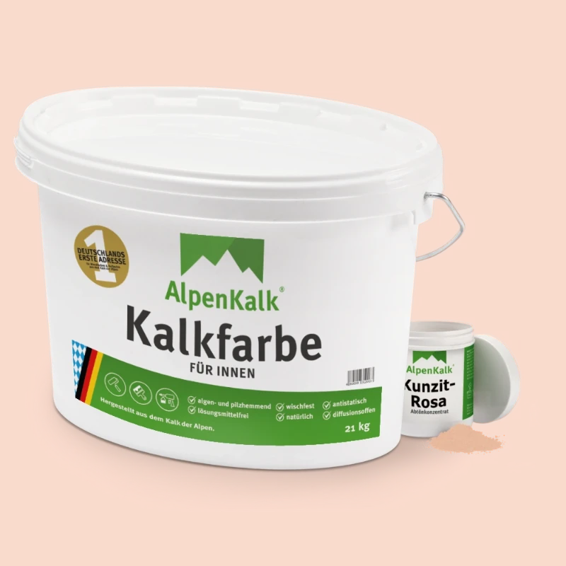Kalkfarbe INNEN 21 kg Kunzit-Rosa (100 m²) — AlpenKalk GmbH