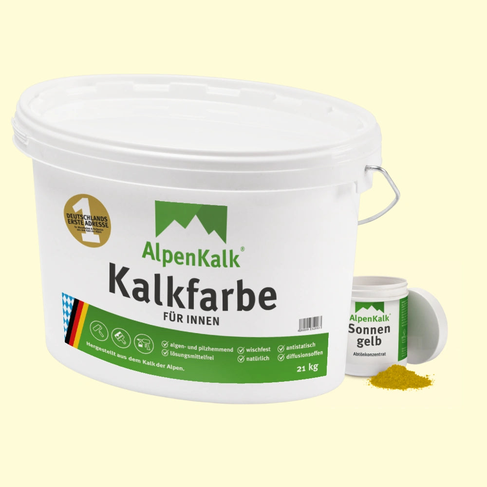Kalkfarbe INNEN 21 kg Sonnen-Gelb (100 m²) — AlpenKalk GmbH
