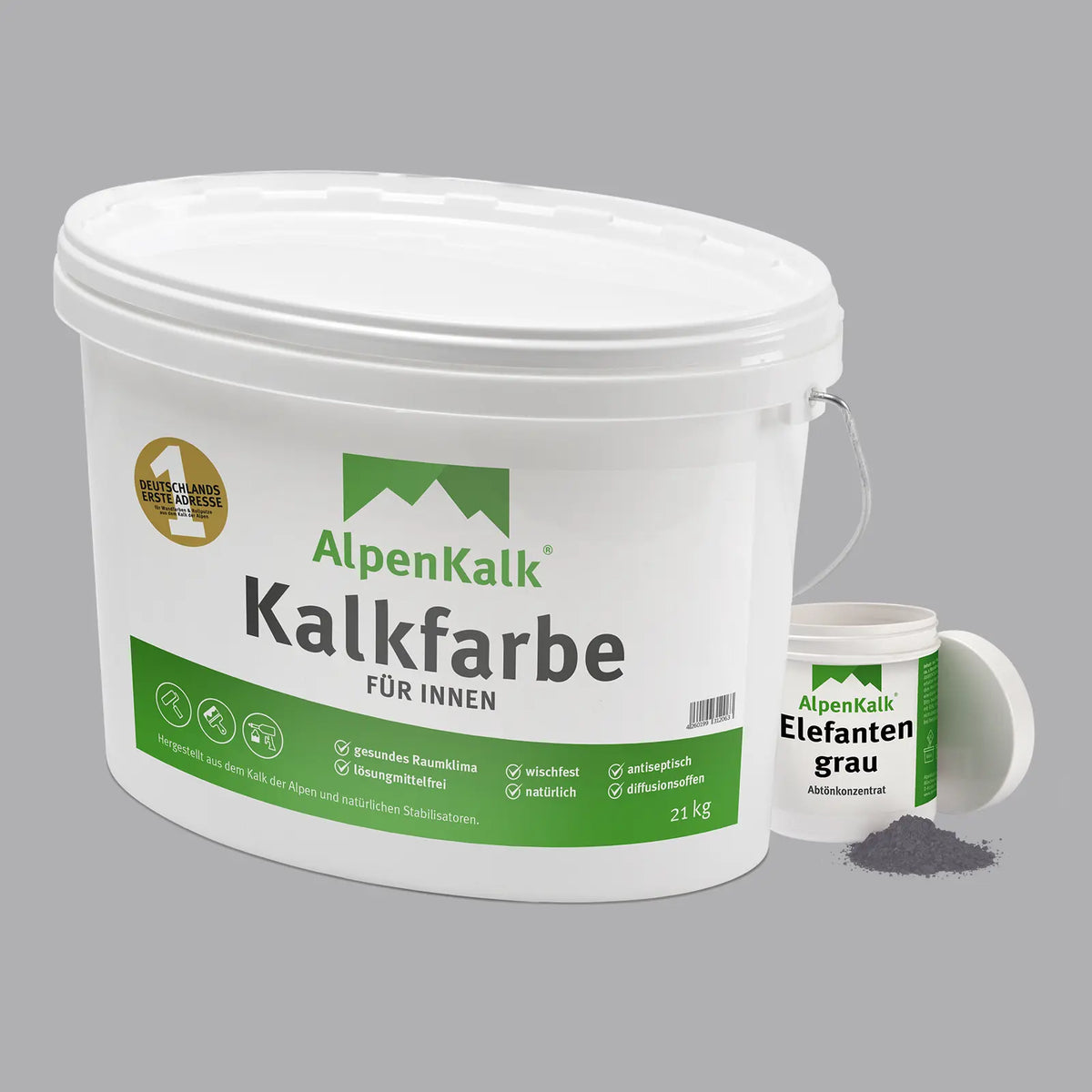 Kalkfarbe INNEN Elefanten-Grau 21 kg (100 m²) — AlpenKalk GmbH