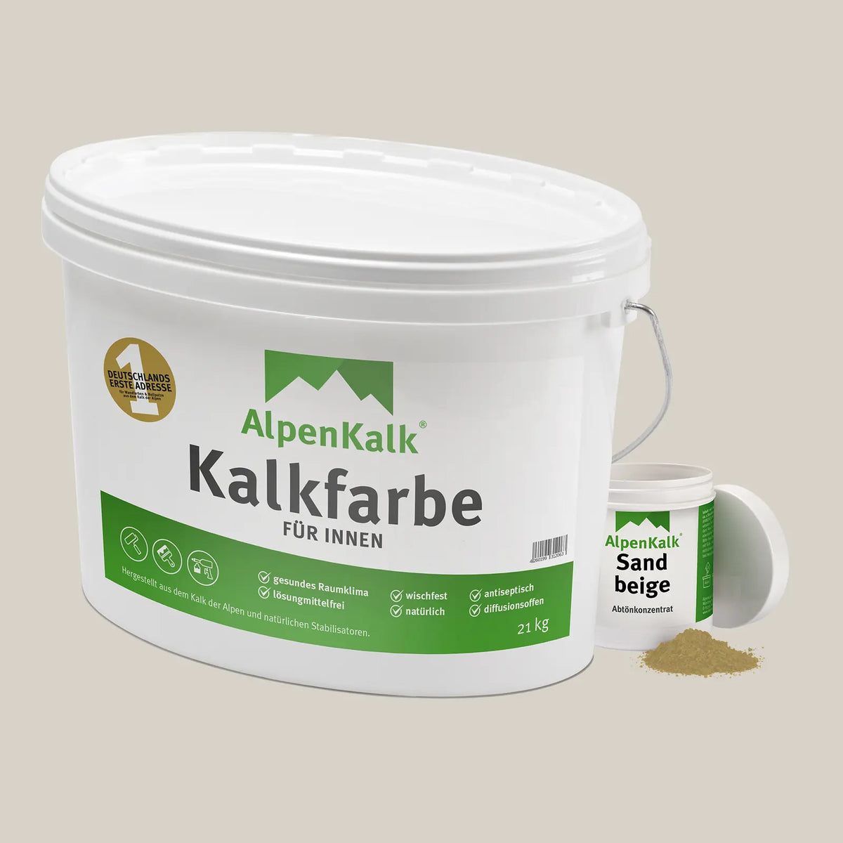 Kalkfarbe INNEN Sand-Beige 21 kg (100 m²) — AlpenKalk GmbH