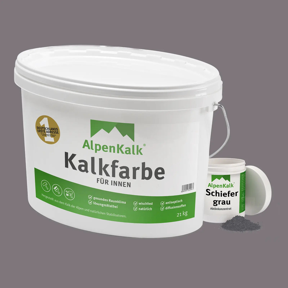 Kalkfarbe INNEN Schiefer-Grau 21 kg (100 m²) — AlpenKalk GmbH