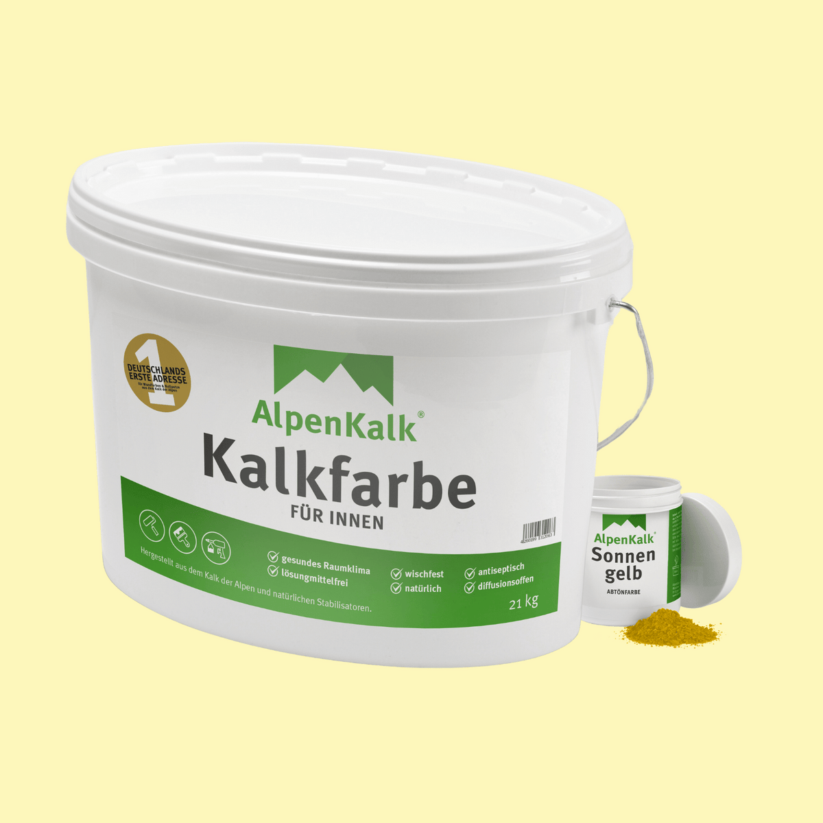 Kalkfarbe INNEN 21 kg Sonnen-Gelb (100 m²) — AlpenKalk GmbH