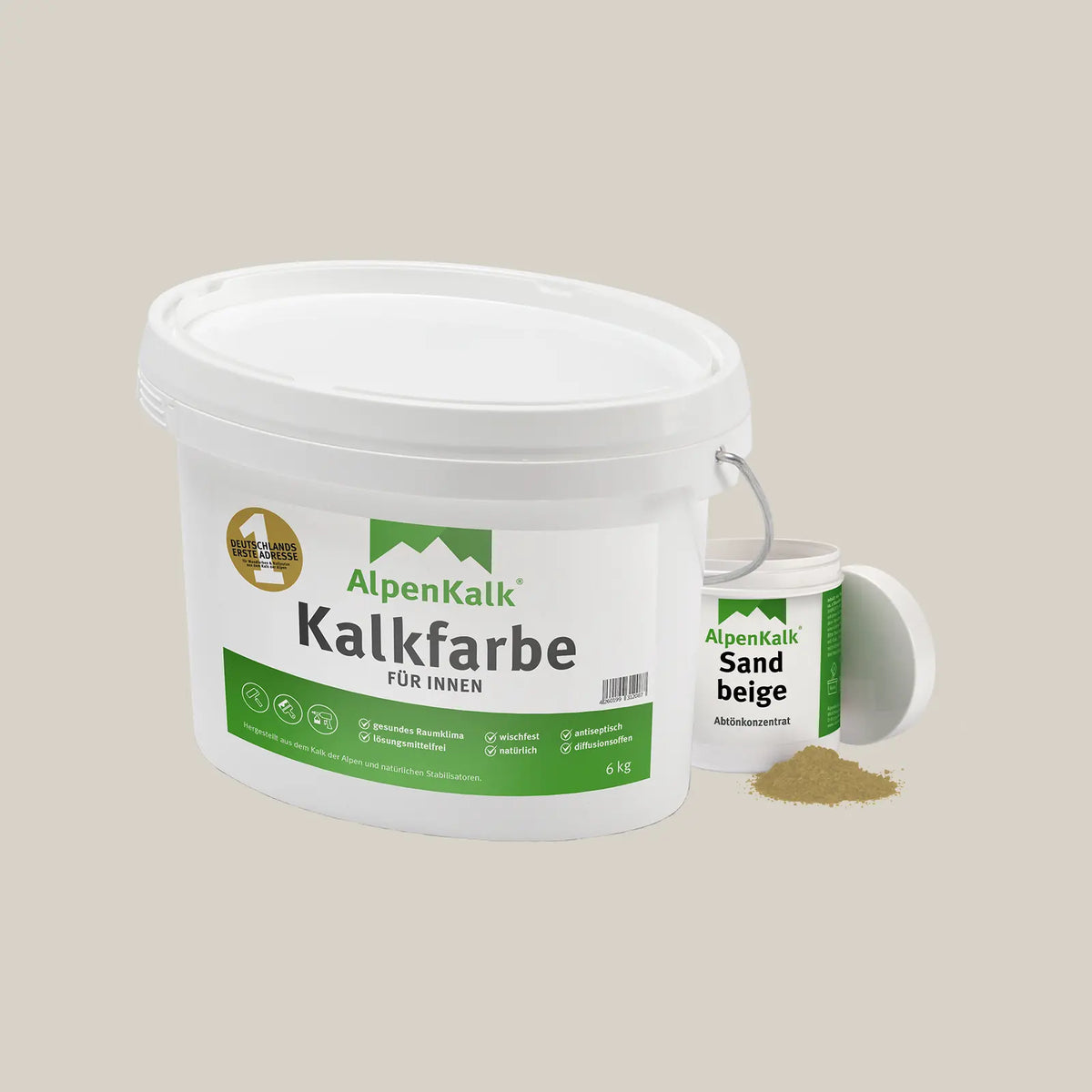 Kalkfarbe INNEN Sand-Beige 6 kg (30 m²) — AlpenKalk GmbH