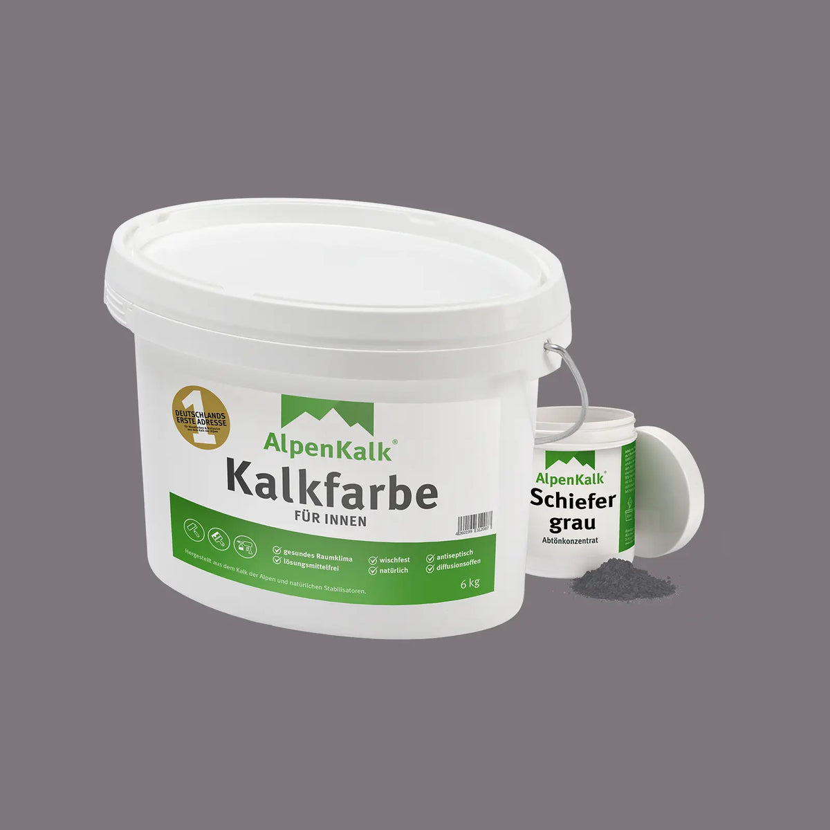 Kalkfarbe INNEN Schiefer-Grau 6 kg (30 m²) — AlpenKalk GmbH